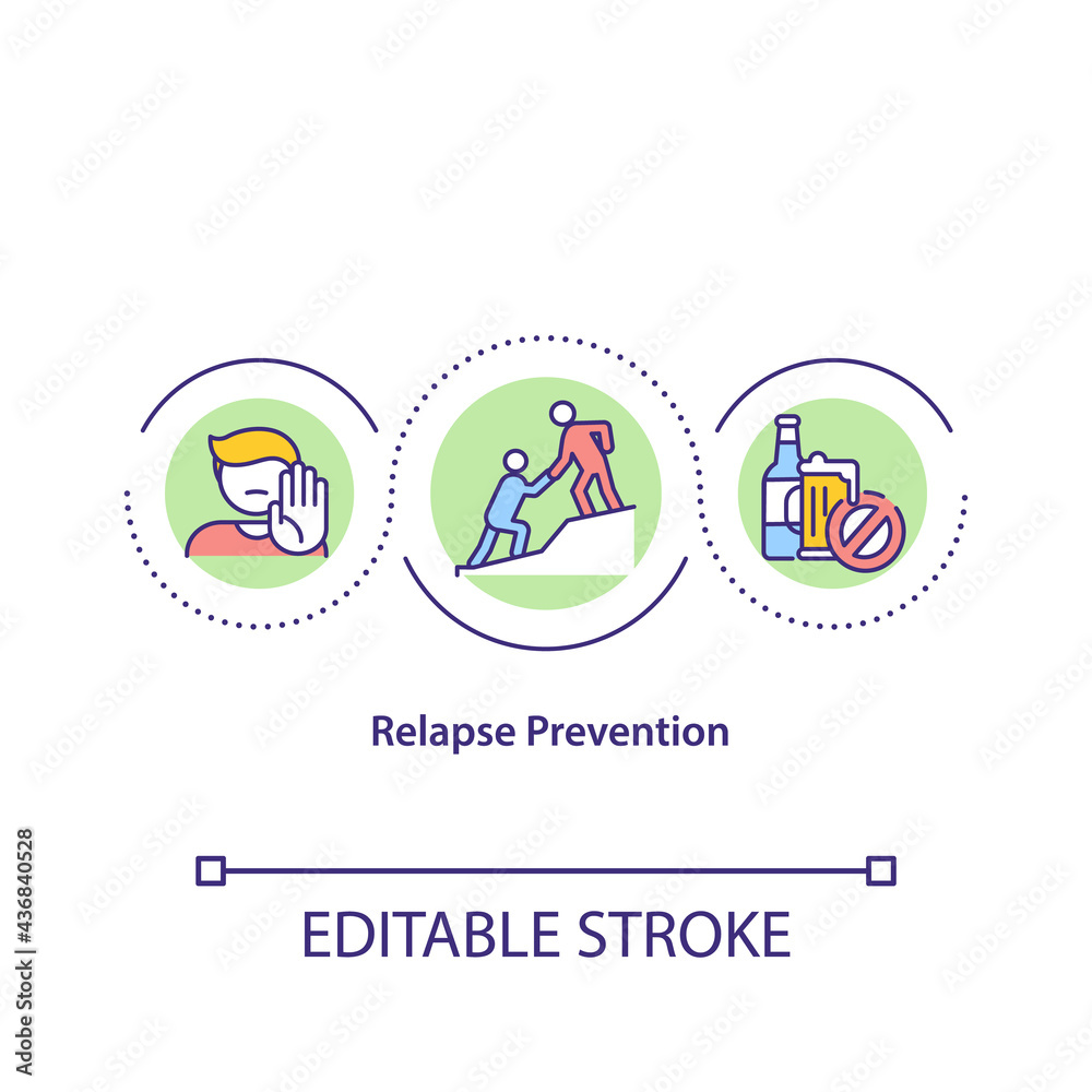 Relapse prevention concept icon. Helping addicted people to fight ...