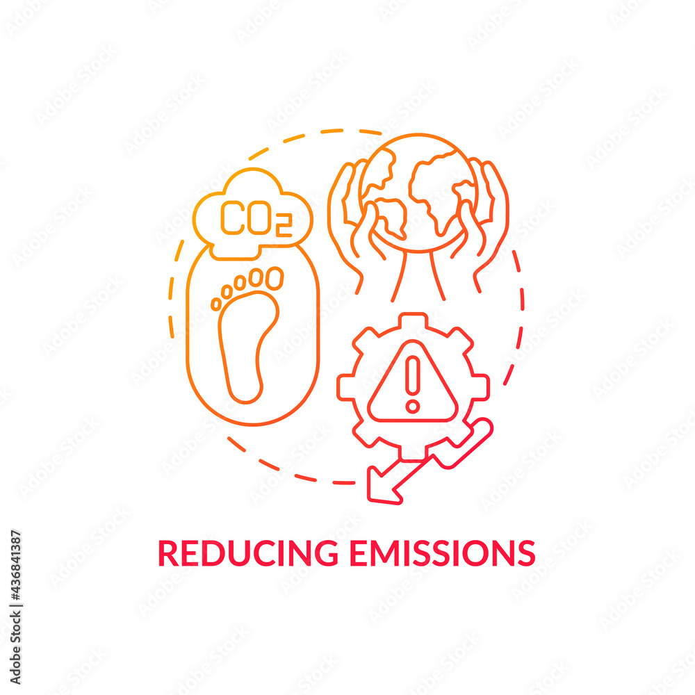 Reducing emissions concept icon. Carbon offsetting step abstract idea thin line illustration ...