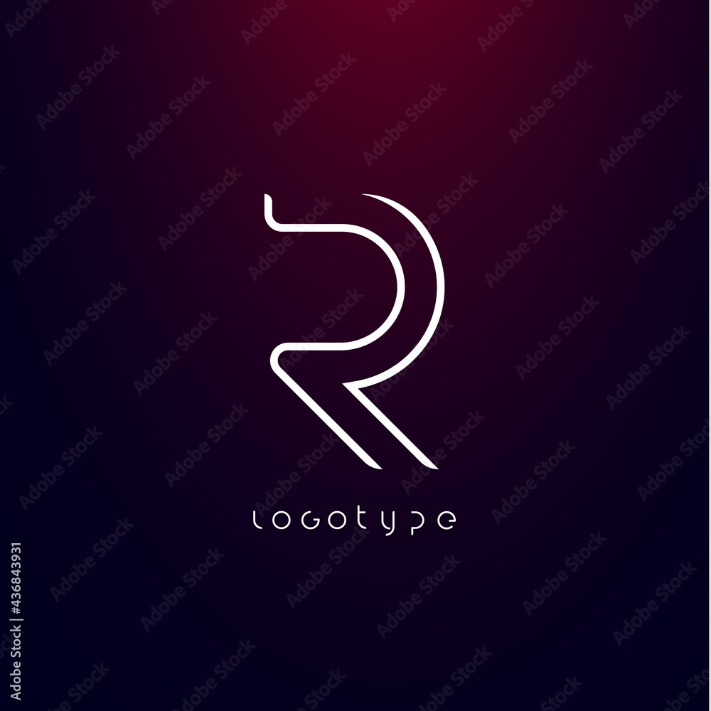 Futurism style letter R. Minimalist type for modern futuristic logo ...