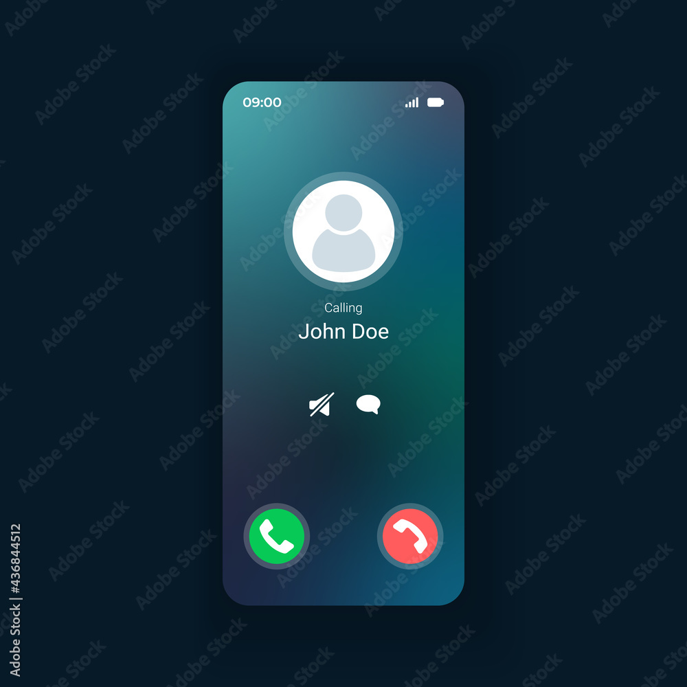 Incoming call smartphone interface vector template. Mobile app page ...