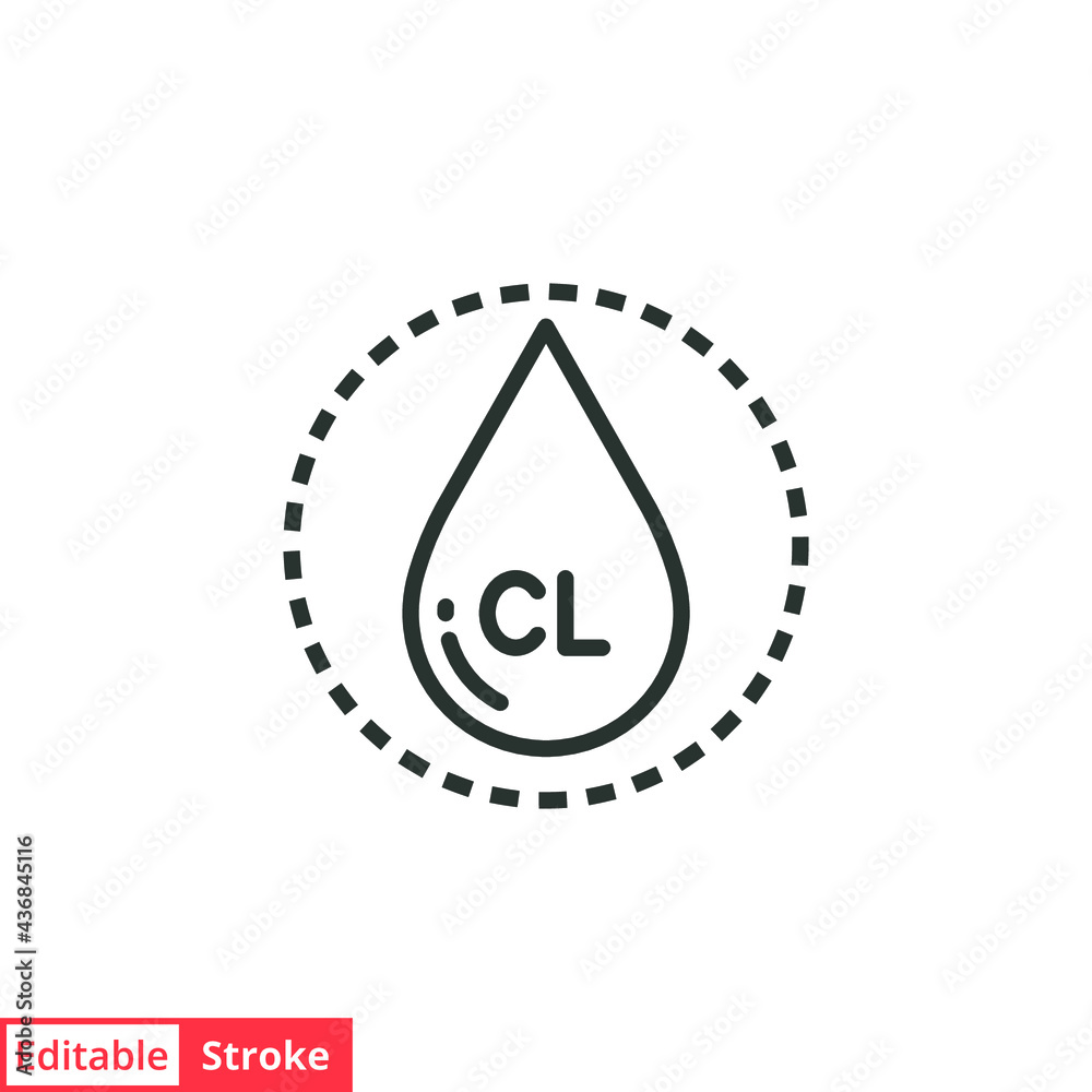 Drop water containing chlorine line icon. Simple outline style ...