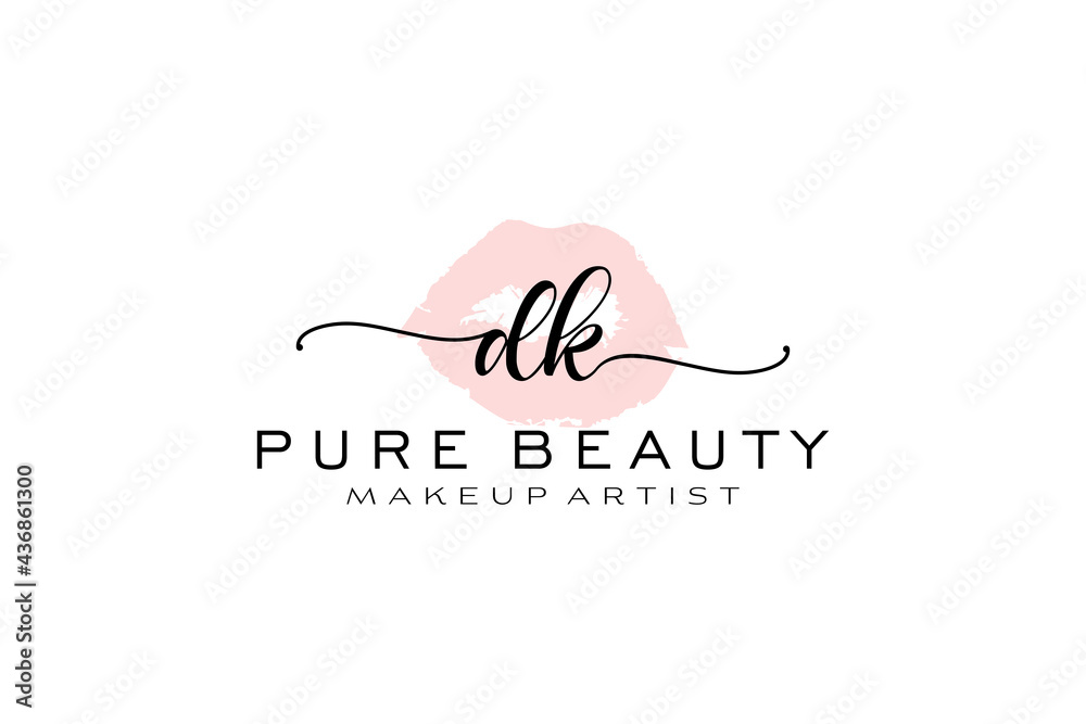Initial DK Watercolor Lips Premade Logo Design, Logo for Makeup Artist ...