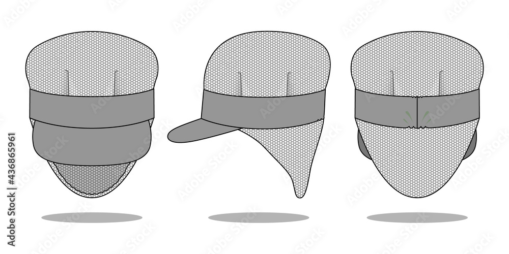 Gray Industry Peak Cap With Hair Net Template Vector On White ...
