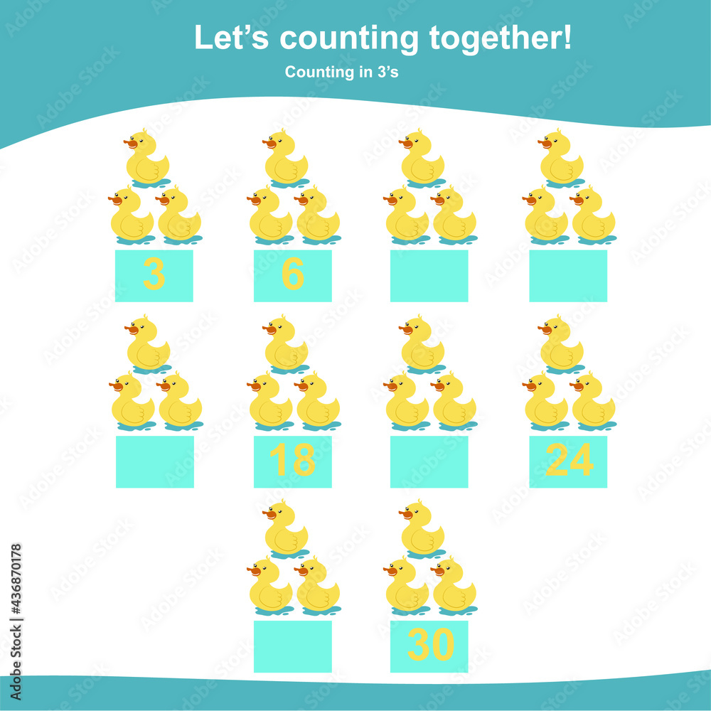 Counting ducks game for Preschool Children. This worksheet is suitable ...