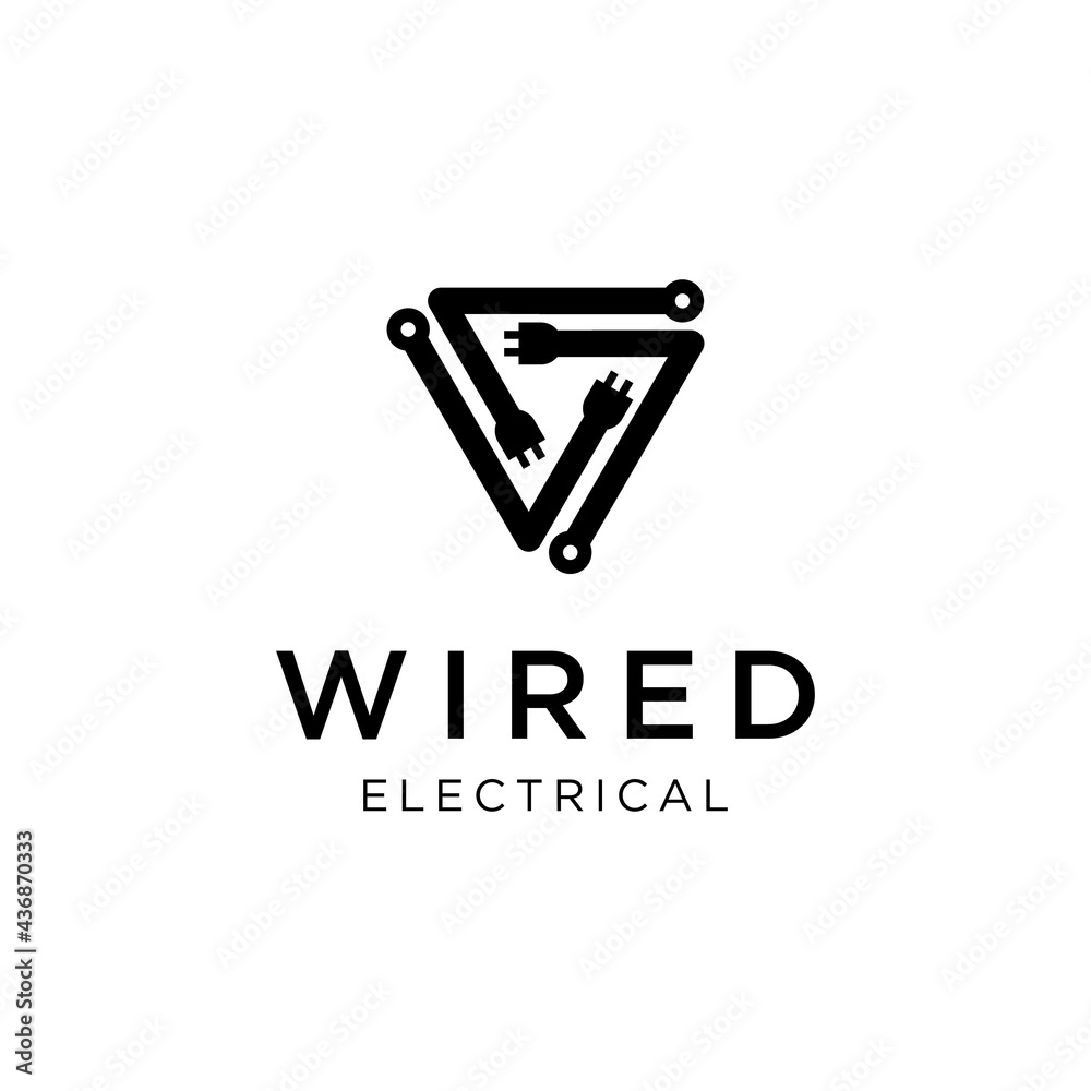 wire electric logo. w electrical contruction logo design. plug ...