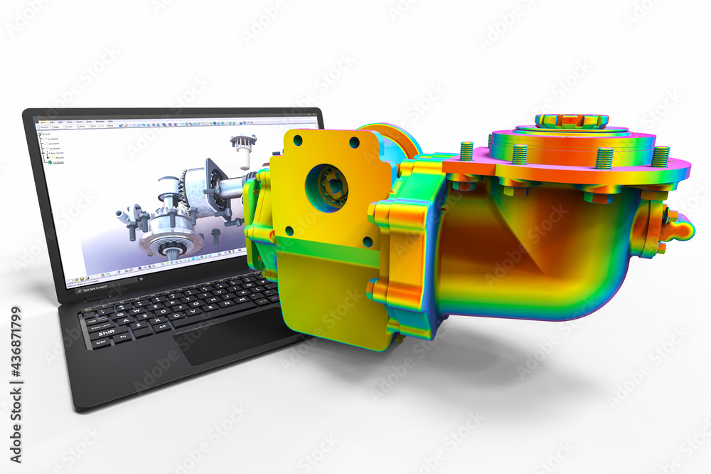3D render image of a gearbox representing computer aided design for engineers Stock Illustration ...
