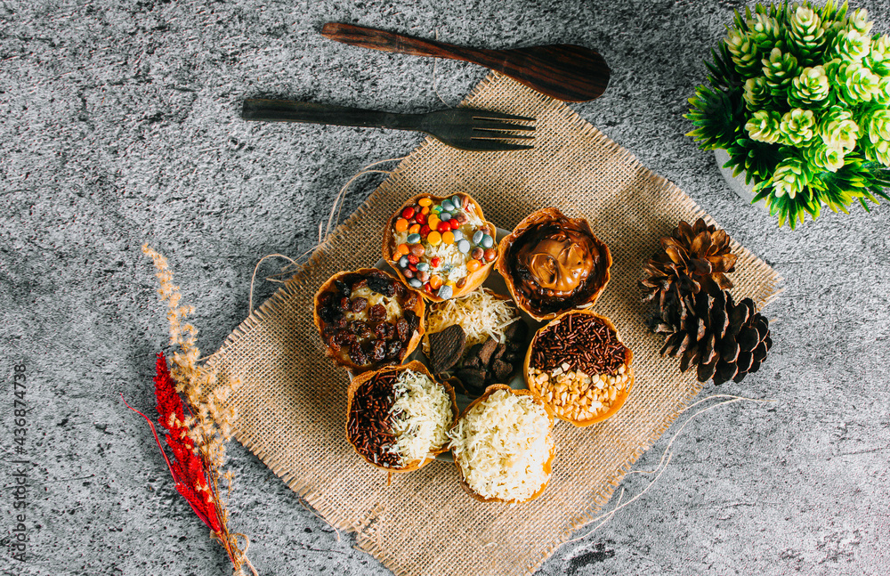 Martabak Manis is Indonesia dessert. Sweet Martabak with chocolate ...