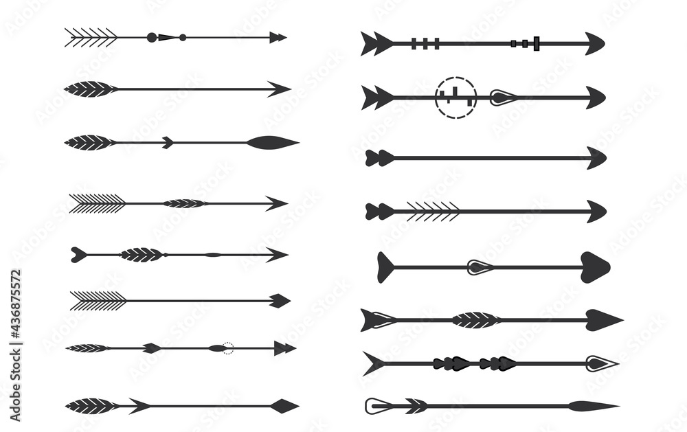 Tribal arrows on a white background. Aztec, boho elements. Retro Arrow ...