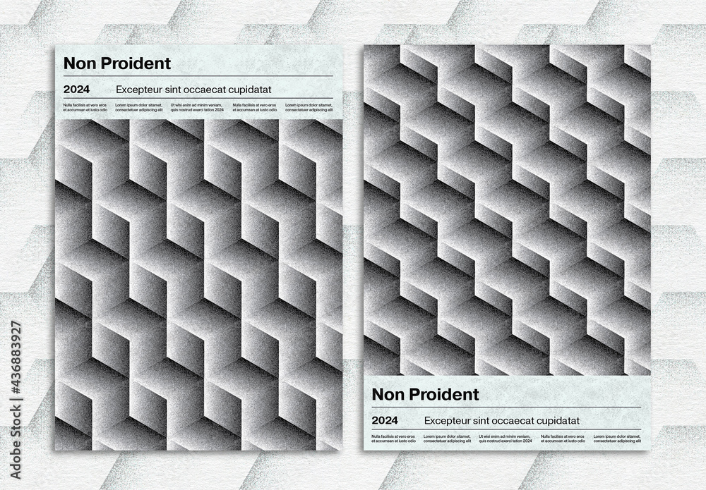 Isometric Cube Pattern Poster Design Layout with Stipple Effect Stock ...