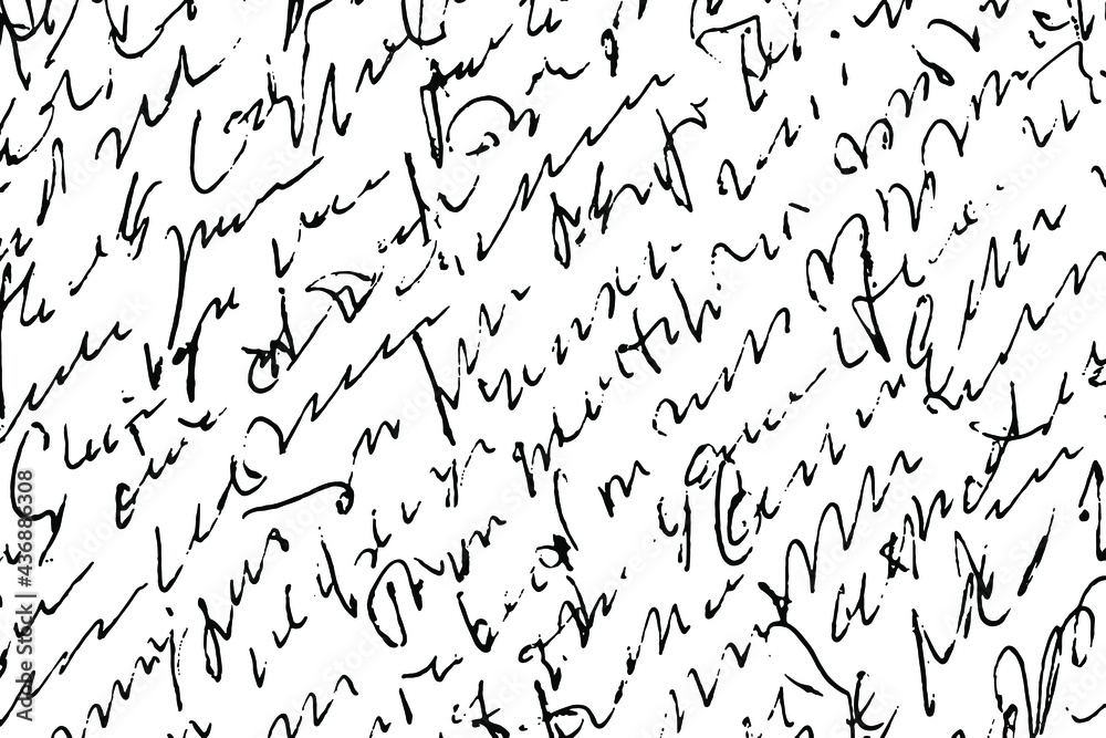 Grunge texture of unreadable handwritten text. Monochrome background of ...