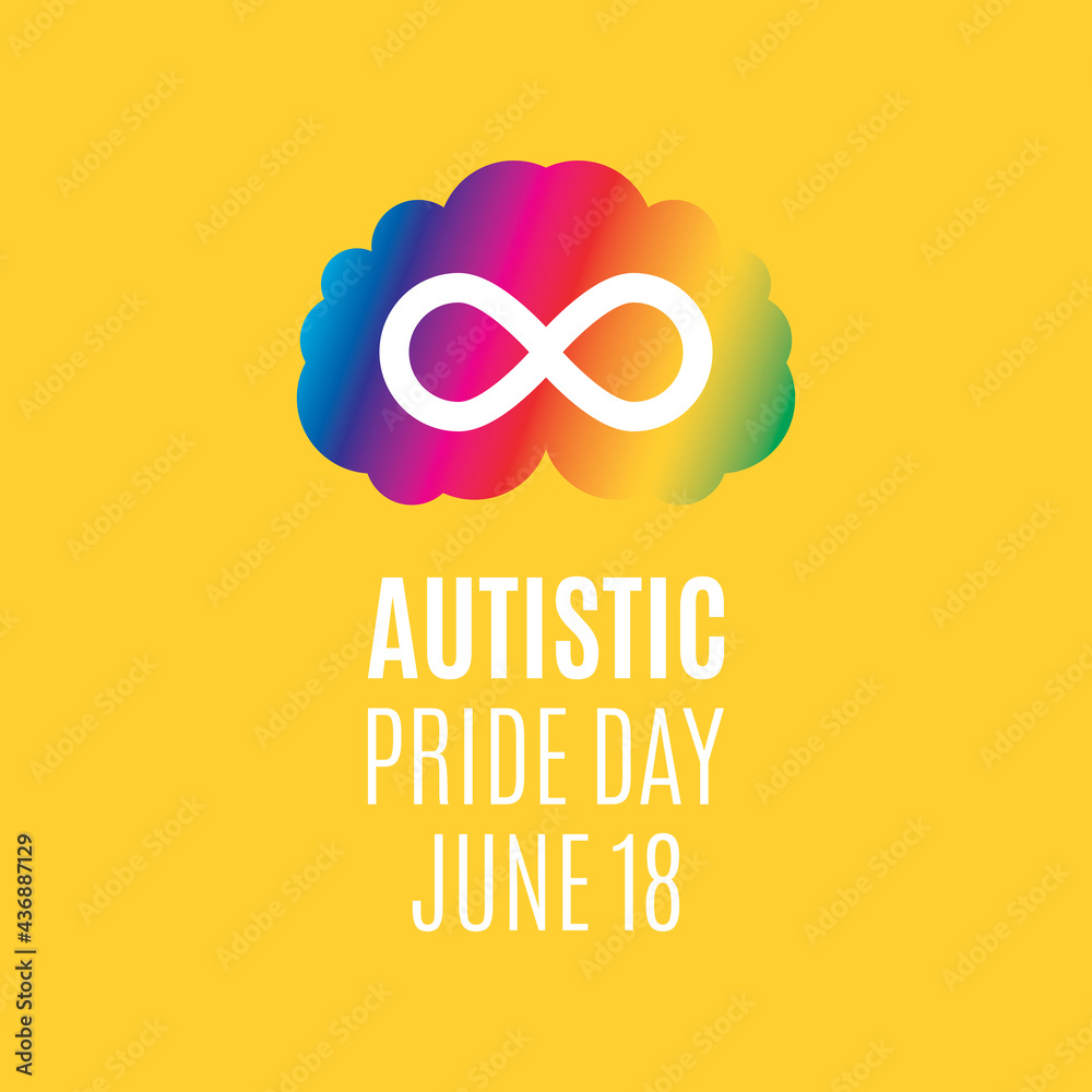 Autistic Pride Day vector. Autistic Rainbow brain with infinity symbol ...