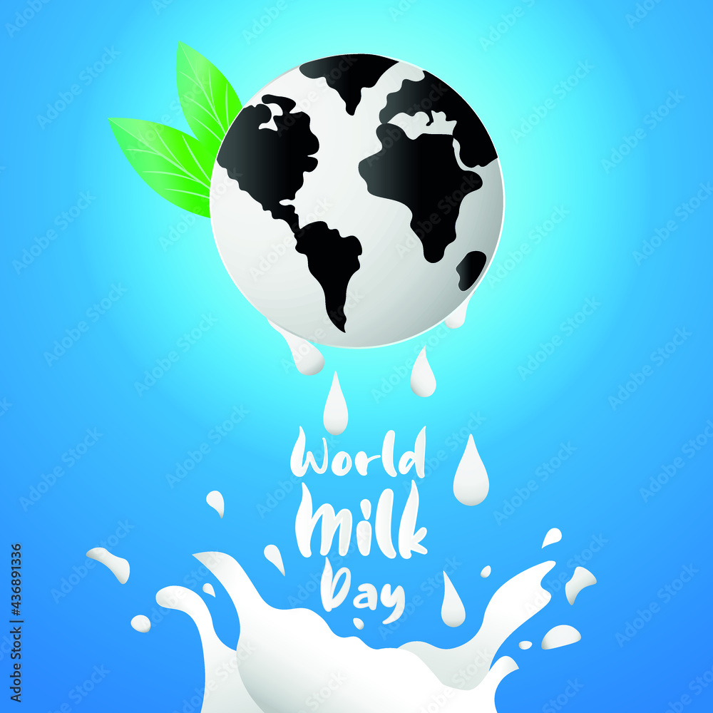 World Milk Day Vector Illustration pouring milk from planet earth with ...