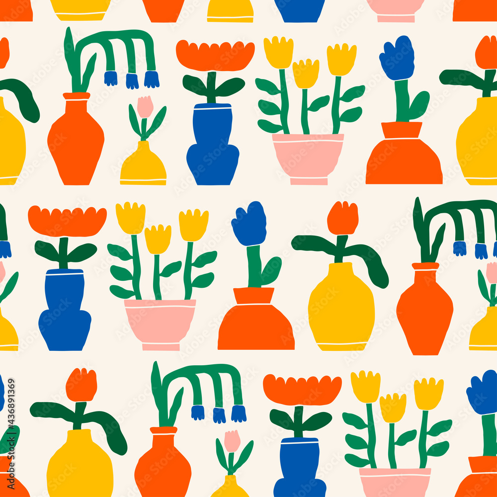 Abstract plants. Simple Various branches, Flowers and Leaves. Hand ...