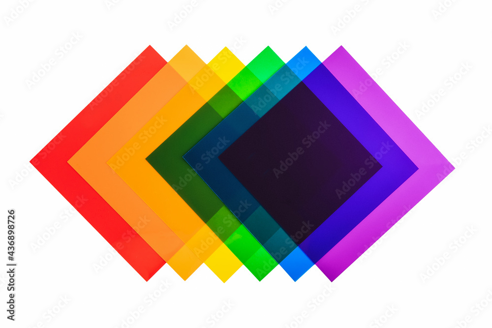Rainbow coloured squares isolated on white background. Stock Photo ...