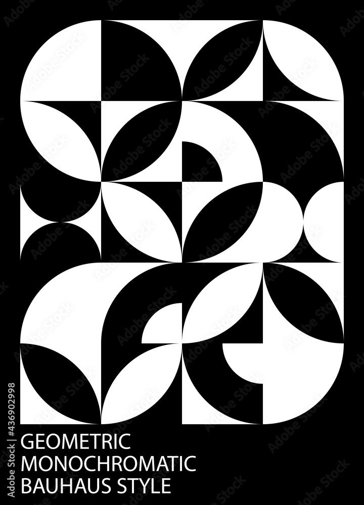 Geometric pattern, circle, semicircle, arc corner, leaf. Abstract black ...
