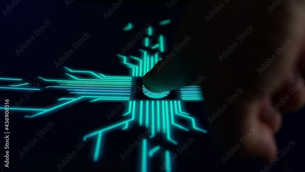 Human Finger Pushes Touch Fingerprint With Futuristic Artificial ... Human Finger Pushes Touch Fingerprint With Futuristic Artificial ...