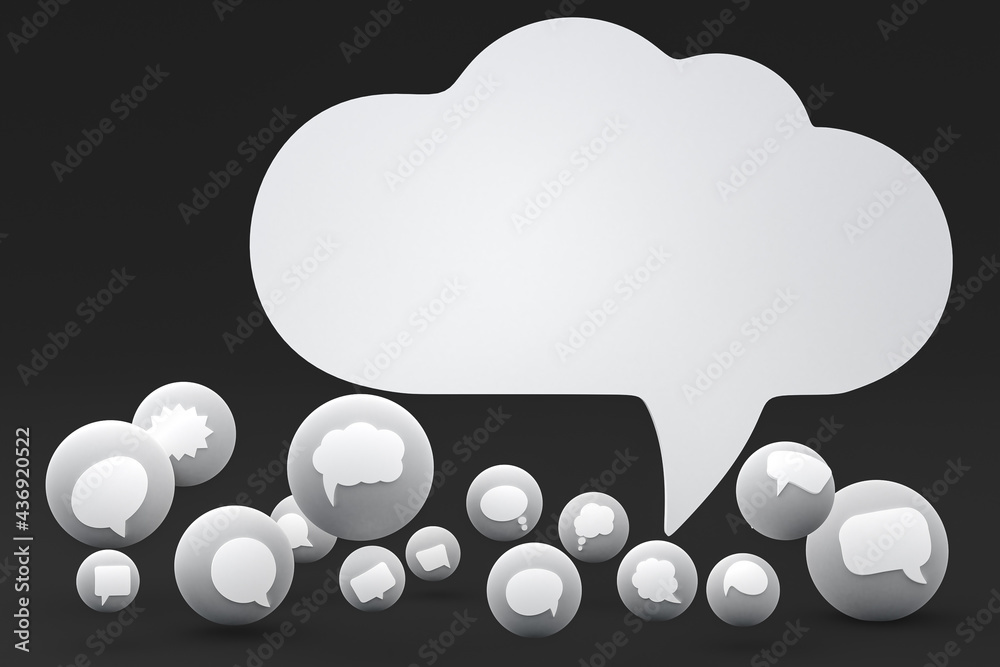 Idea comment or think reactions emoji 3d render,social media balloon ...