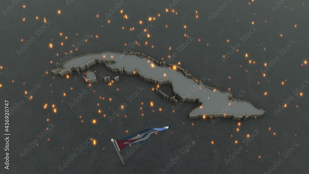 3D animation of the map of Cuba and flag Stock Video | Adobe Stock