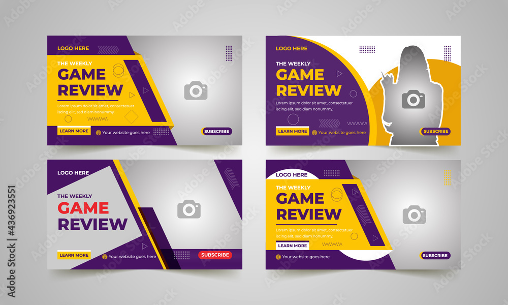 Video game review video thumbnail and web banner template. Editable ...