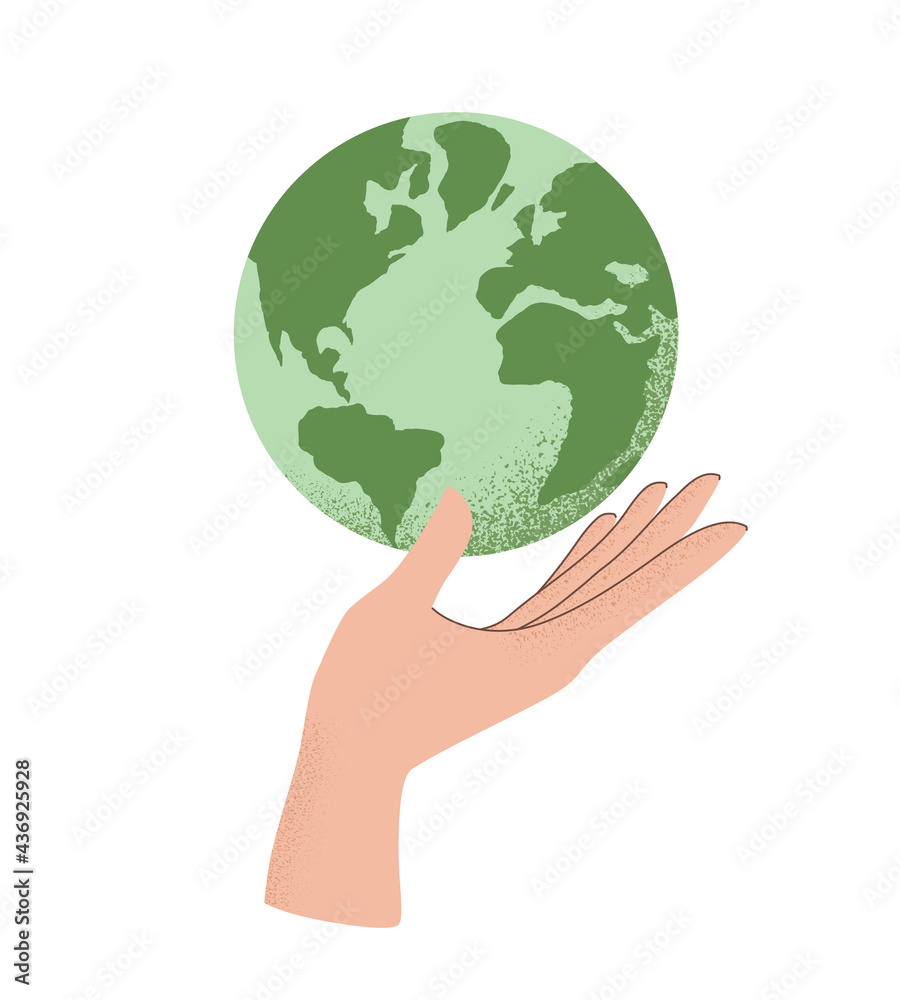 Vector Illustration Of Human Hand Holding Earth Globe Concept Of World
