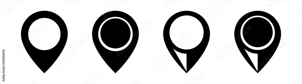 Location Icon Simple Map Pin Map Marker Pointer Icon Set Modern Map