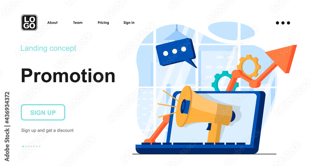 Promotion web concept. Advertising campaign for new business ...