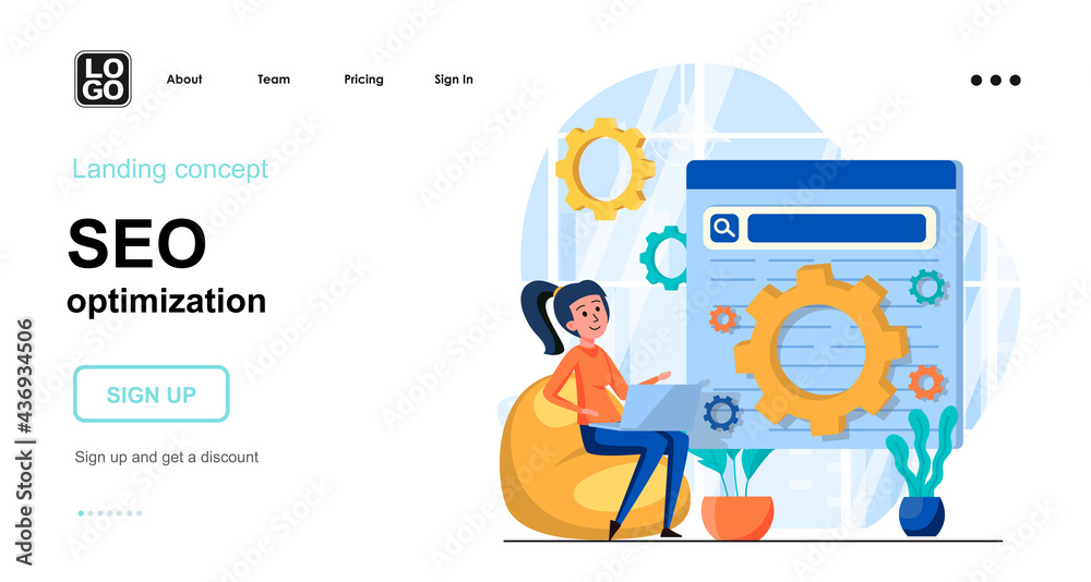 Seo optimization web concept. Search engine settings, increase website ...