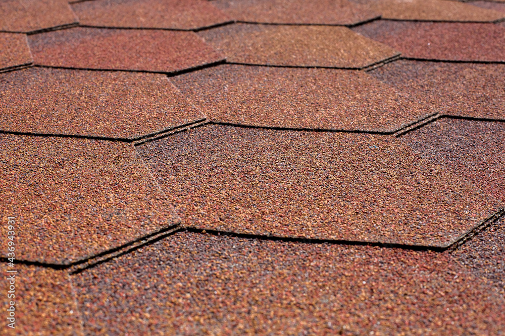 protective covering of the roof with bitumen shingles of hexagonal ...