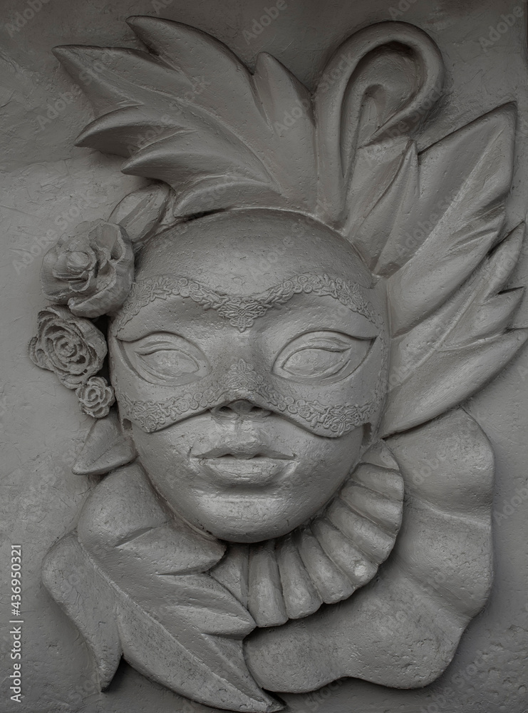 typical masked character from the venice carnival embossed. high relief ...