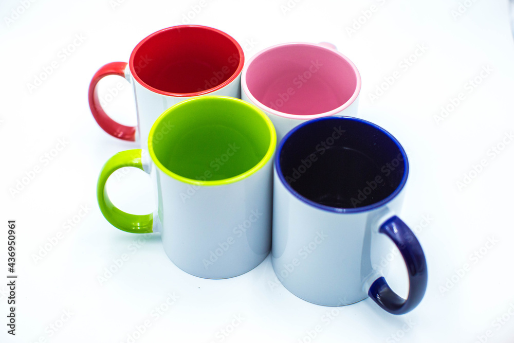 Classic white mug mockup set from different angles Stock Photo | Adobe ...
