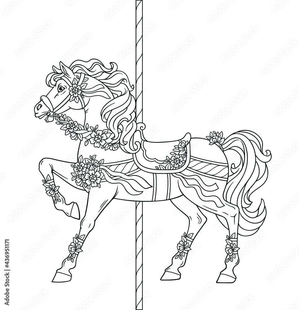 Carousel Horse, Merry go round horse, French carousel, Retro carousel ...