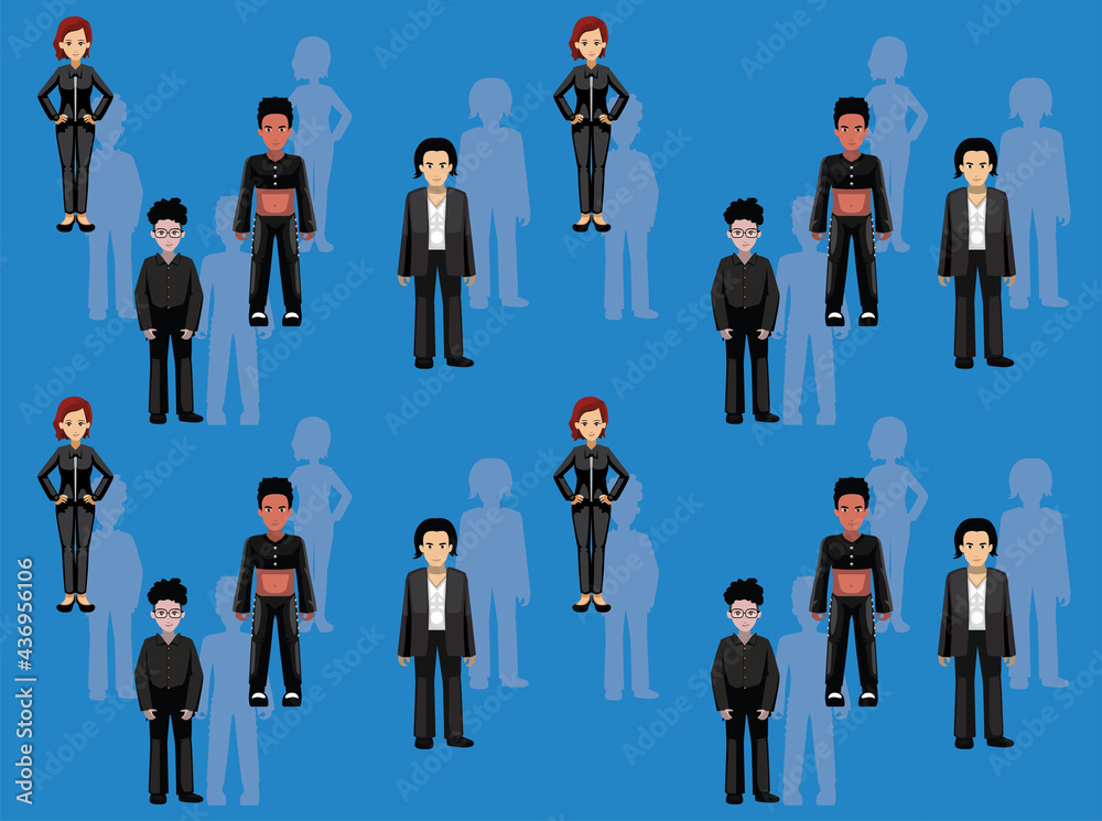 LGBTQI Manga Cartoon Characters Vector Seamless Wallpaper Set 1 Stock ...