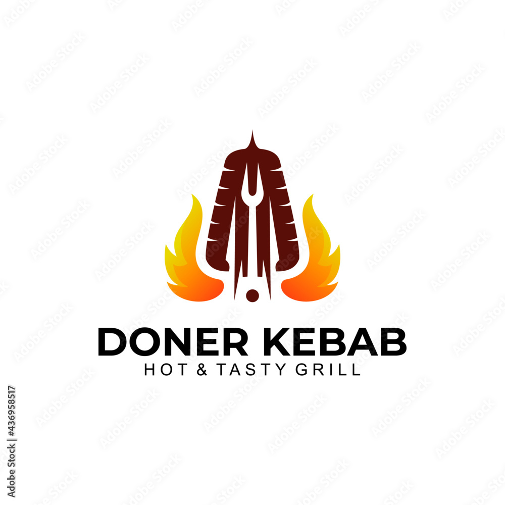 Kebab logo template, vector creative labels for turkish and arabian ...