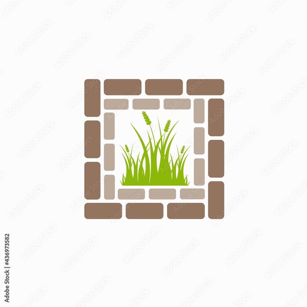 Brick paving logo with square concept Stock Vector | Adobe Stock