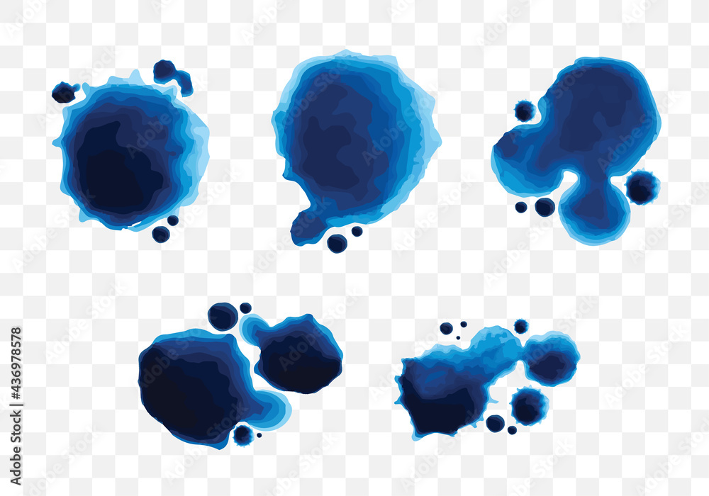 Blue watercolor dots splash design isolated on transparent background ...