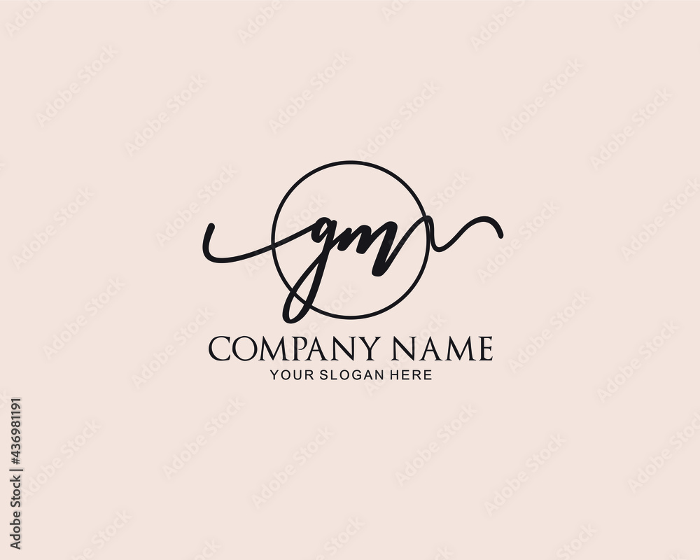 Initial GM Handwriting monogram logo Vector Stock Vector | Adobe Stock