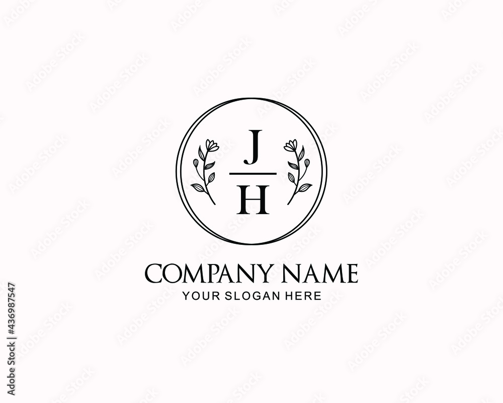 Initial JH Handwriting monogram logo Vector Stock Vector | Adobe Stock
