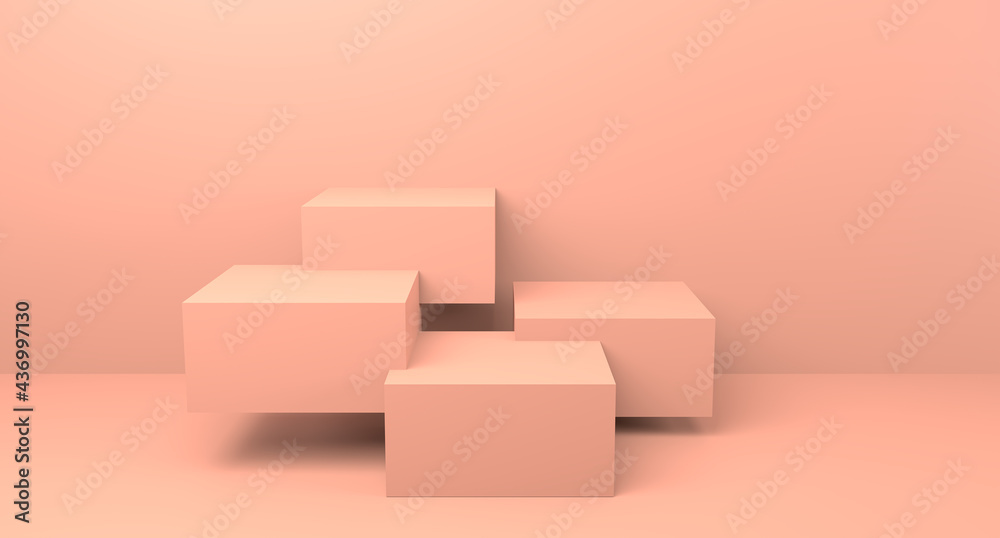 3D rendering Orange platform storefront product showcase. 3d brown ...