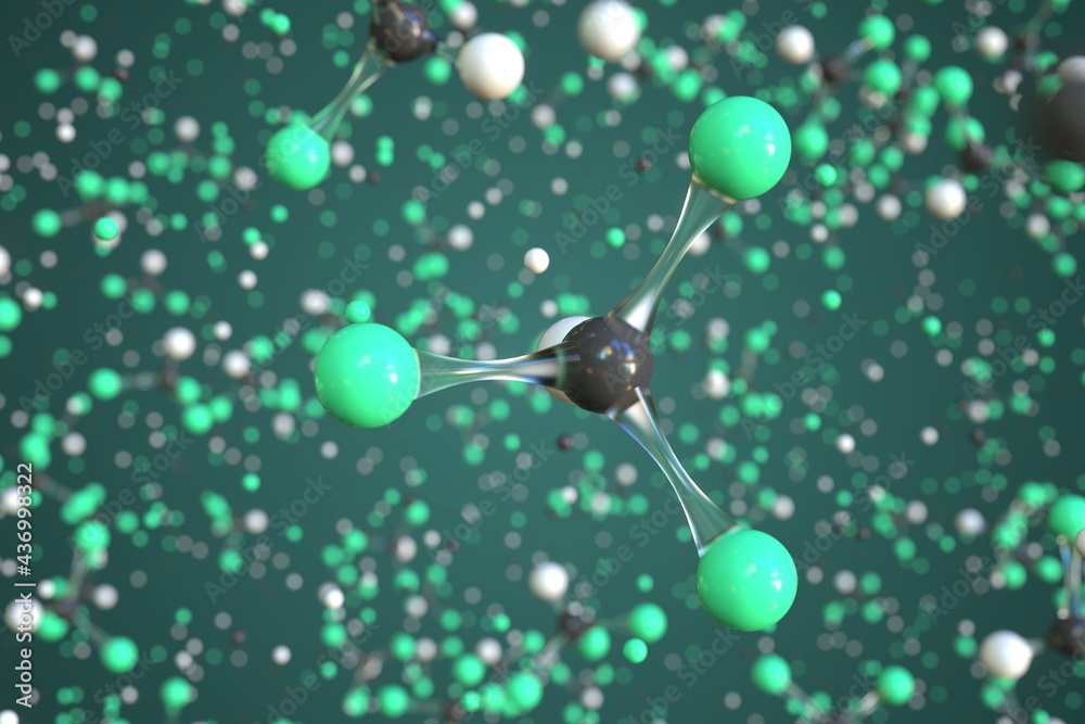 Molecule of chloroform, conceptual molecular model. Scientific 3d ...