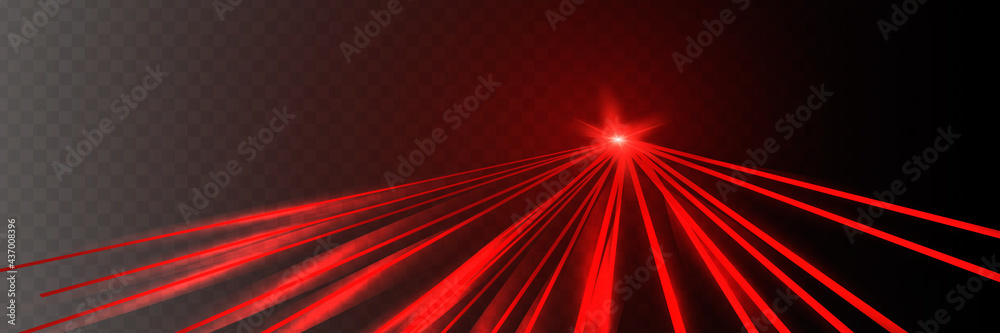 Abstract red laser beam. Transparent isolated on black background ...