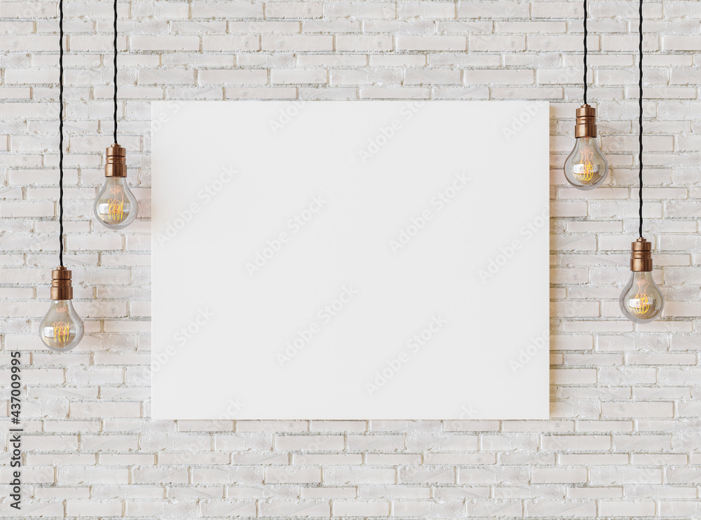 white canvas on brick wall Stock Illustration | Adobe Stock