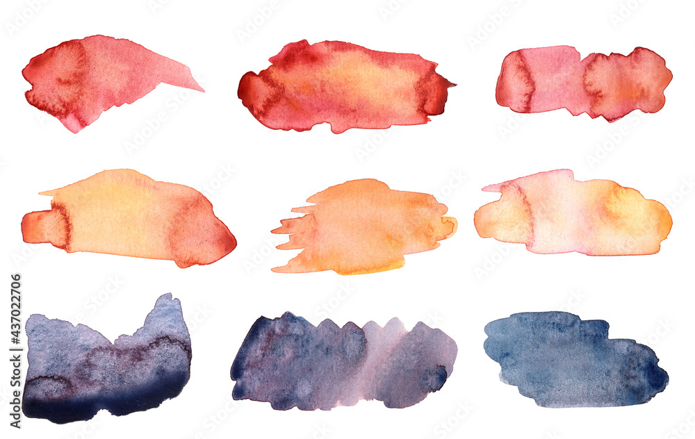 Watercolor abstract brush stroke clipart set for creating logotype ...