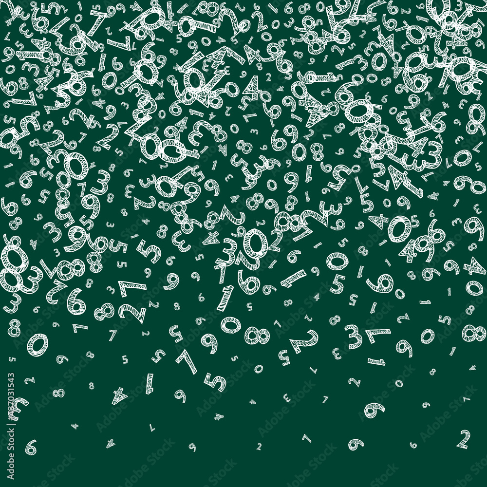 Falling childish chalk numbers. Math study concept with flying digits ...