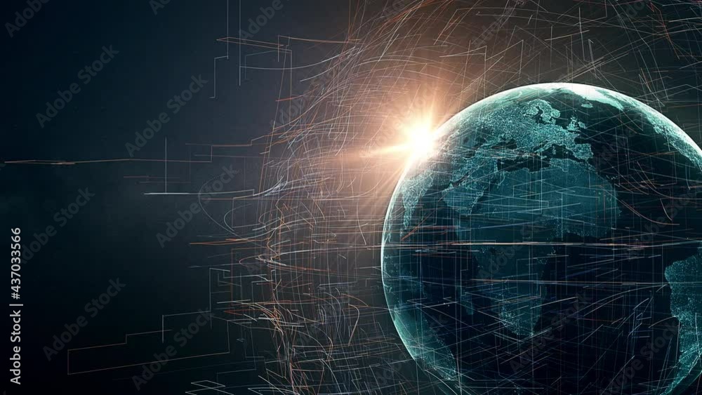 Earth globe with transparent map of earth slow rotates, seamless ...