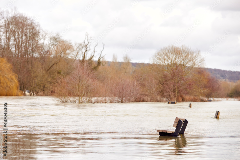 Benches Submerged As River Thames Floods And Bursts In Banks In UK ...