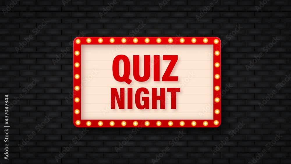 Cartoon banner. Neon quiz sign design template. Giveaway banner. Game ...
