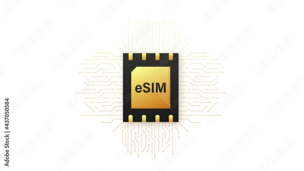 Digital e sim chip motherboard digital chip. Modern icon. White ...