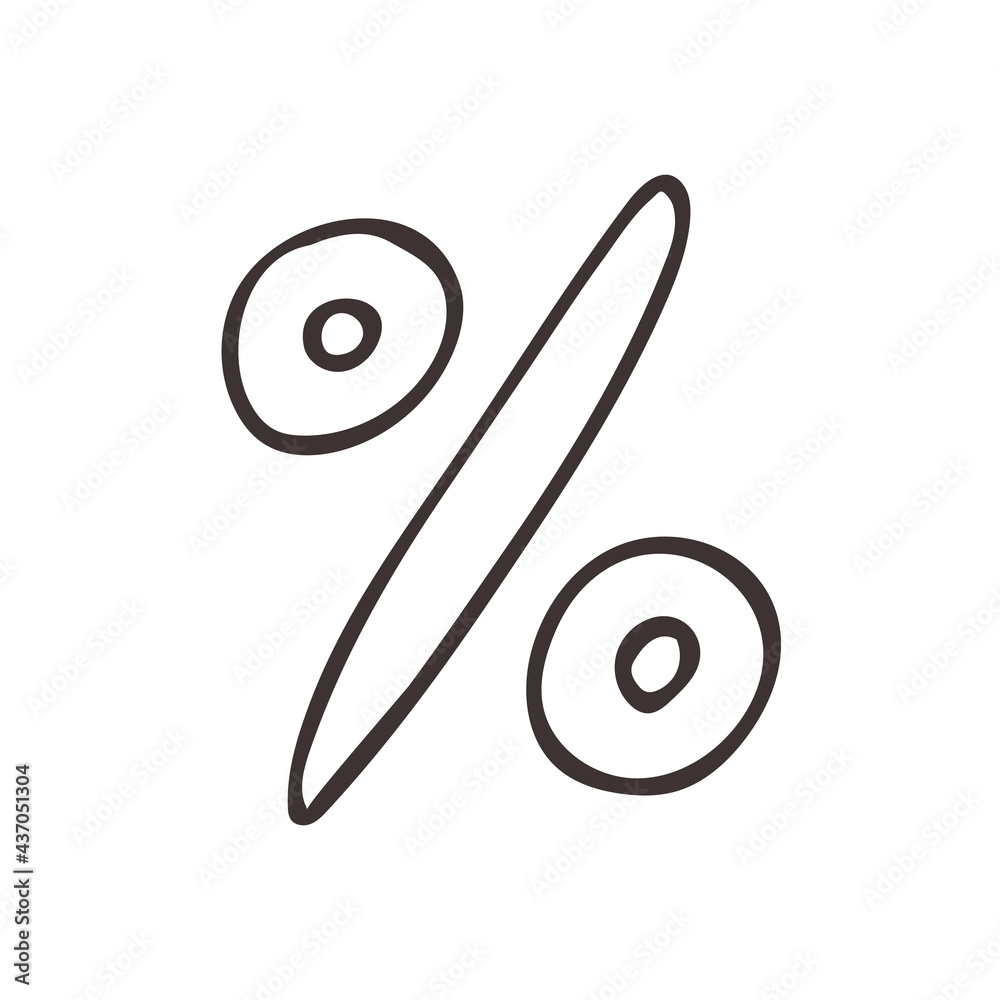 Percent sign isolated on white background. Vector sketch illustration ...