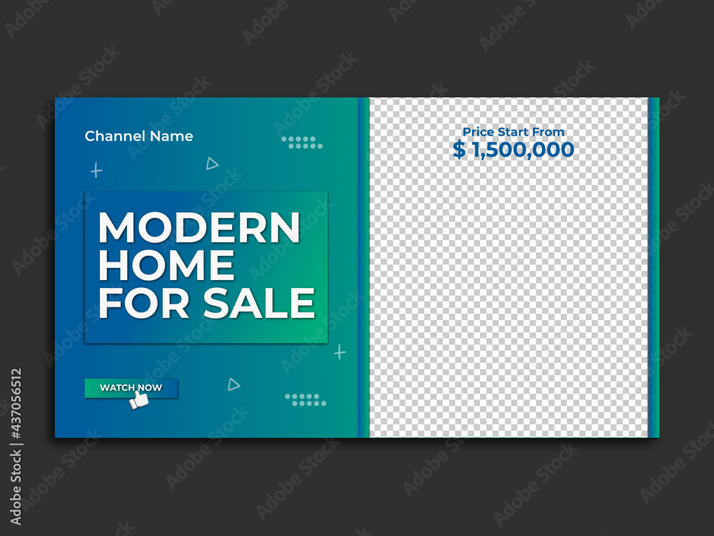 Youtube thumbnail real estate agency home sale rent or web banner ...