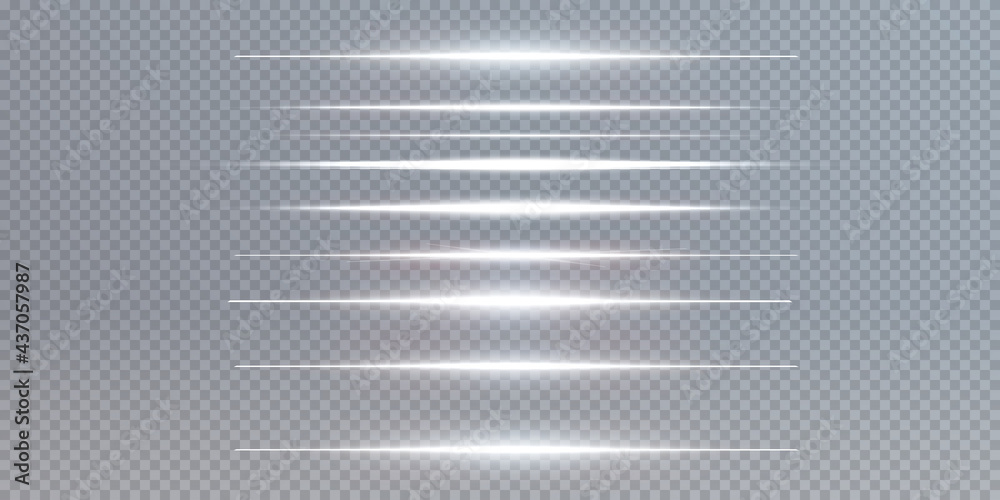 Light beams of light in neon and blue. Illuminated horizontal neon ...